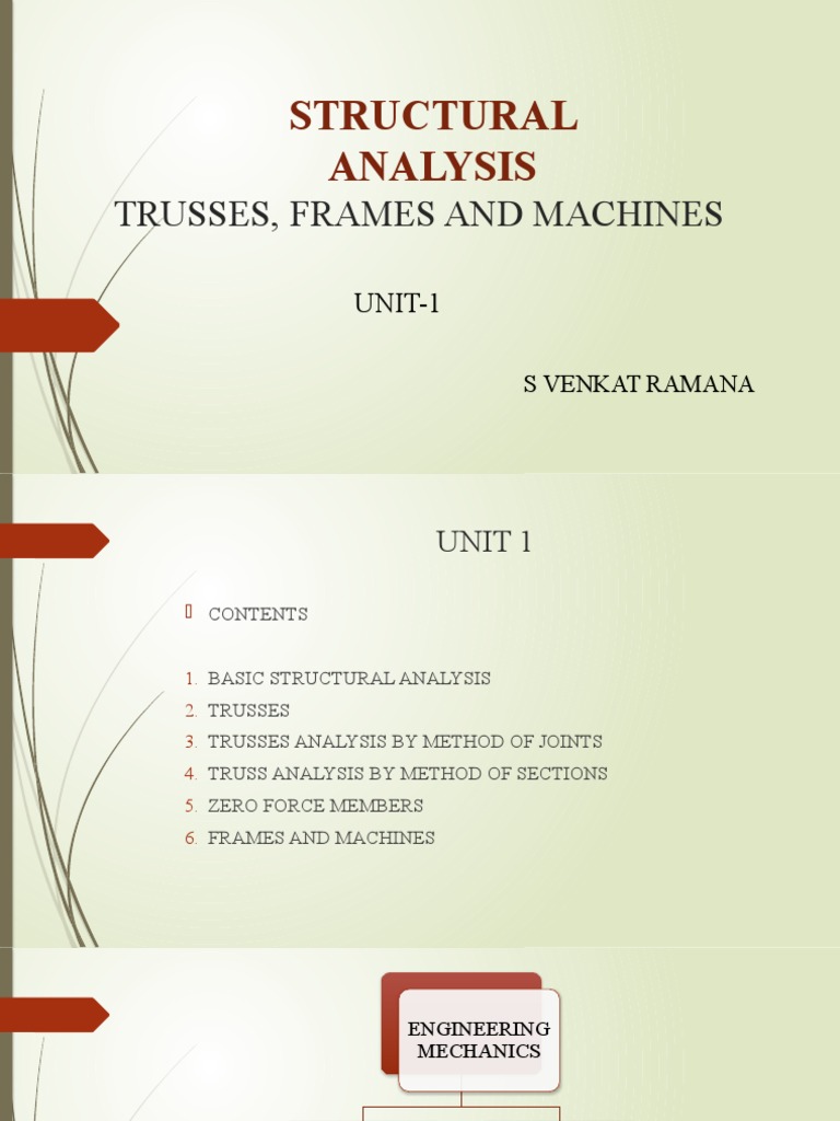 Trusses, Frames & Machines | PDF | Truss | Structural Analysis