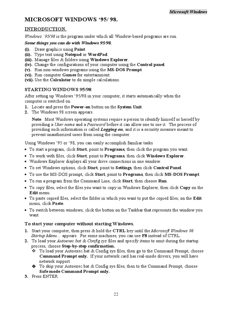Microsoft Windows 98 | PDF | Computer File | Window (Computing)