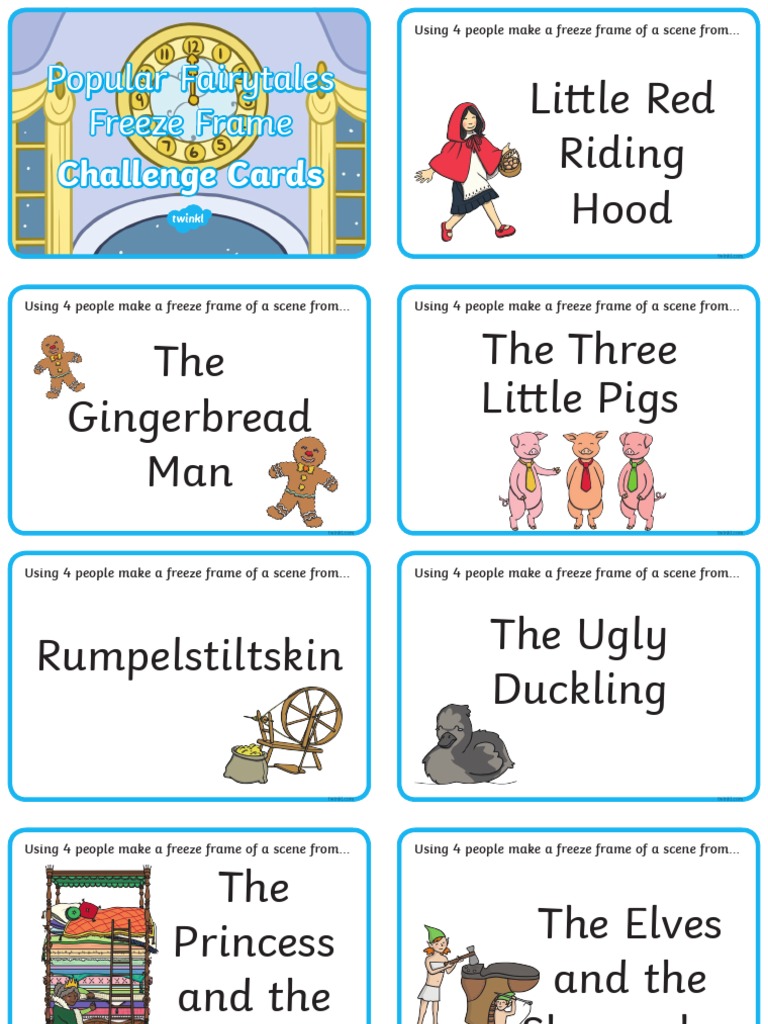 Cfe DR 24 Early Level Fairytale Freeze Frame Challenge Cards | PDF ...