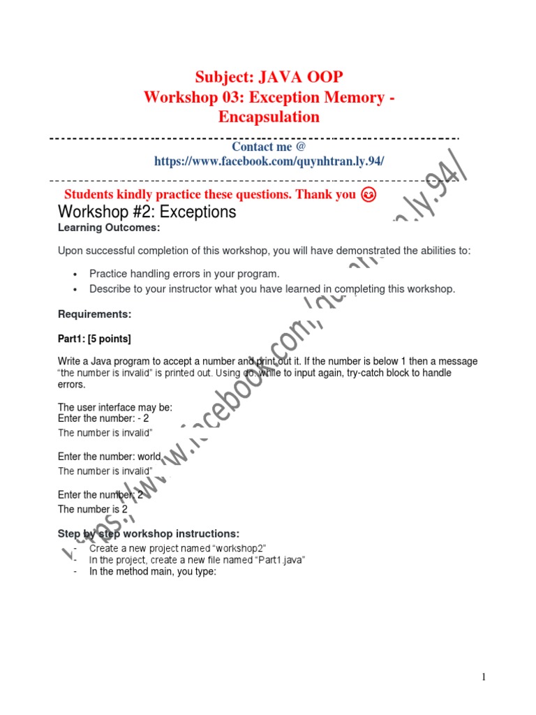Day03-Workshop-Exception-Memory - Encapsulation-2021 - TranLQ | PDF ...