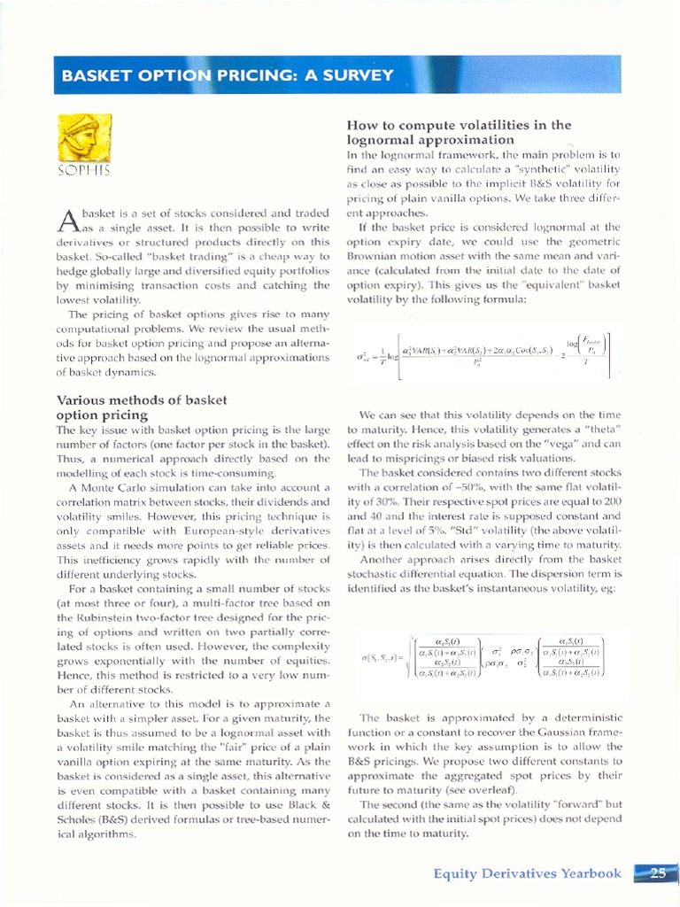 Basket Option Pricing | PDF