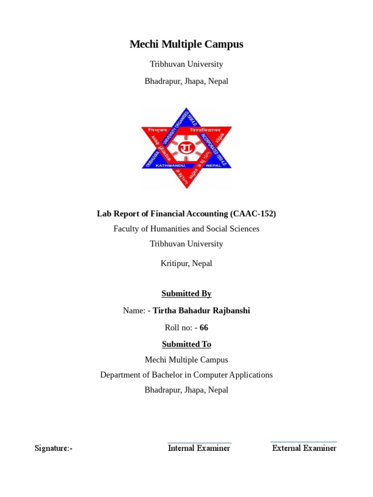 Mechi Multiple Campus: Lab Report of Financial Accounting (CAAC-152 ...