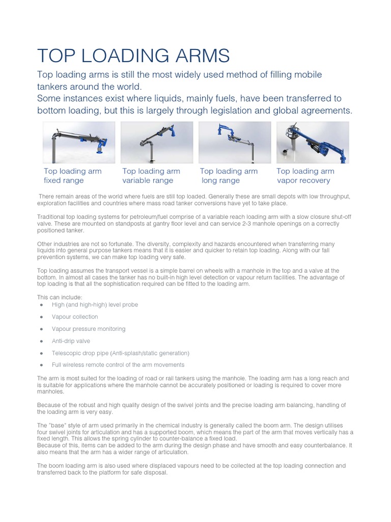 Top Loading Arms | PDF | Oil Tanker | Mechanical Engineering