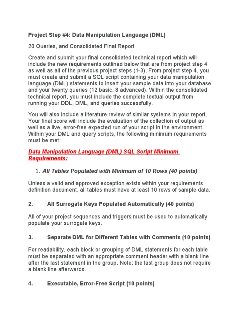 Project Step #4: Data Manipulation Language (DML) | PDF | Computing | Databases