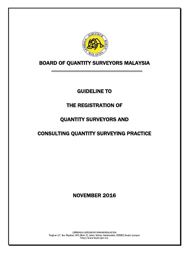 Guideline To The Registration of Quantity Surveyors and Consulting Quantity Surveying Practice ...