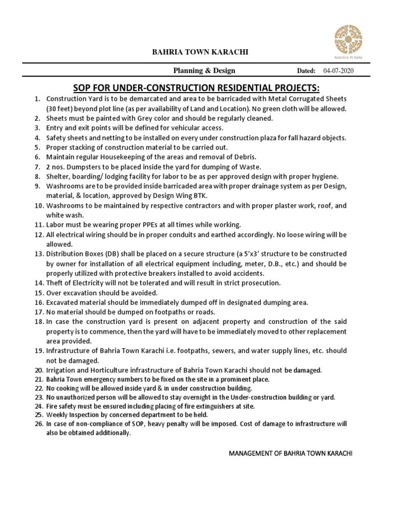 Sop For Under-Construction Residential Projects:: Bahria Town Karachi ...