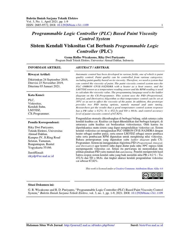 Programmable Logic Controller (PLC) Based Paint Viscosity Control System Controller (PLC) | PDF ...