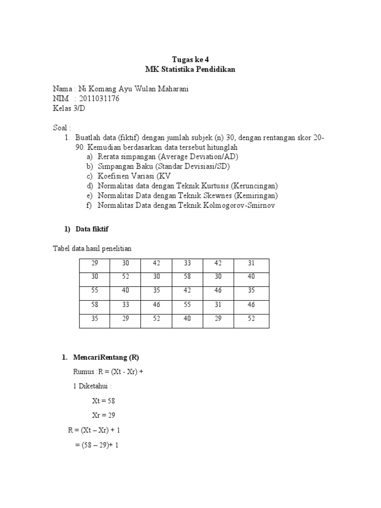 Statistik Tgs 4 | PDF