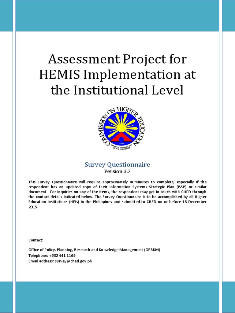 Assessment Project For HEMIS Implementation at The Institutional Level ...