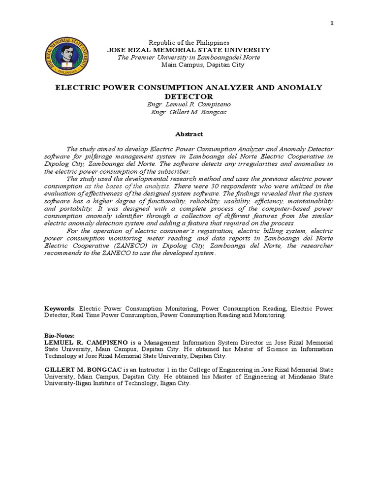 Abstract - Electric Power Consumption Analyzer and Anomaly Detector ...