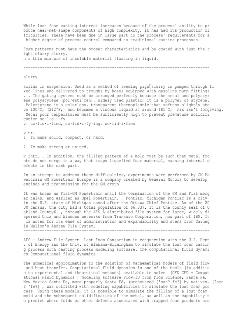 Lost Foam Process Defect Analysis | PDF | Polystyrene | Computational ...