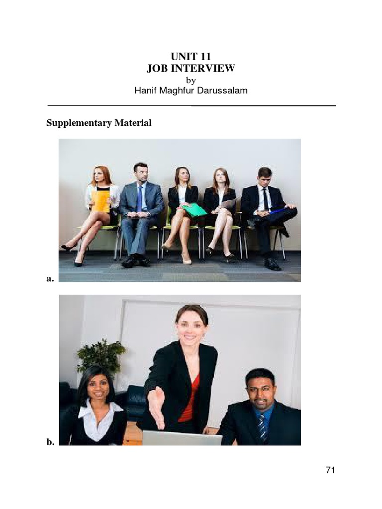 Unit 11 Job Interview: Supplementary Material | PDF | Job Interview | Chef