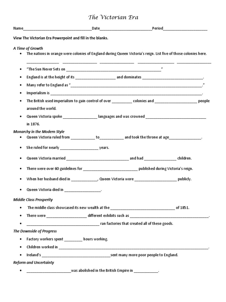 Victorian Era Study Guide | PDF | Victorian Literature | Writing