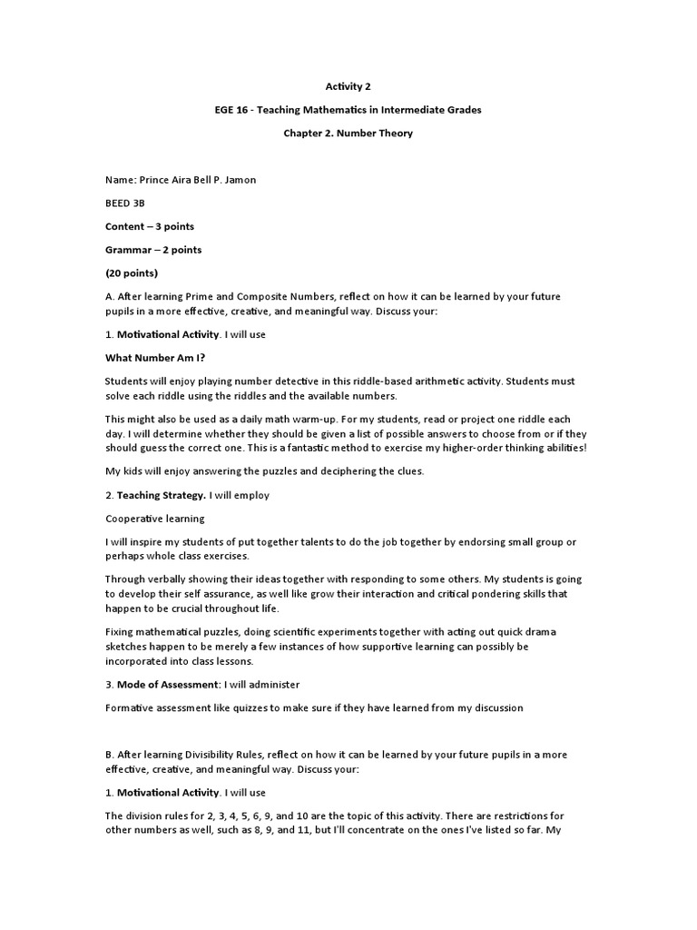 Activity 2 EGE 16 - Teaching Mathematics in Intermediate Grades Chapter ...