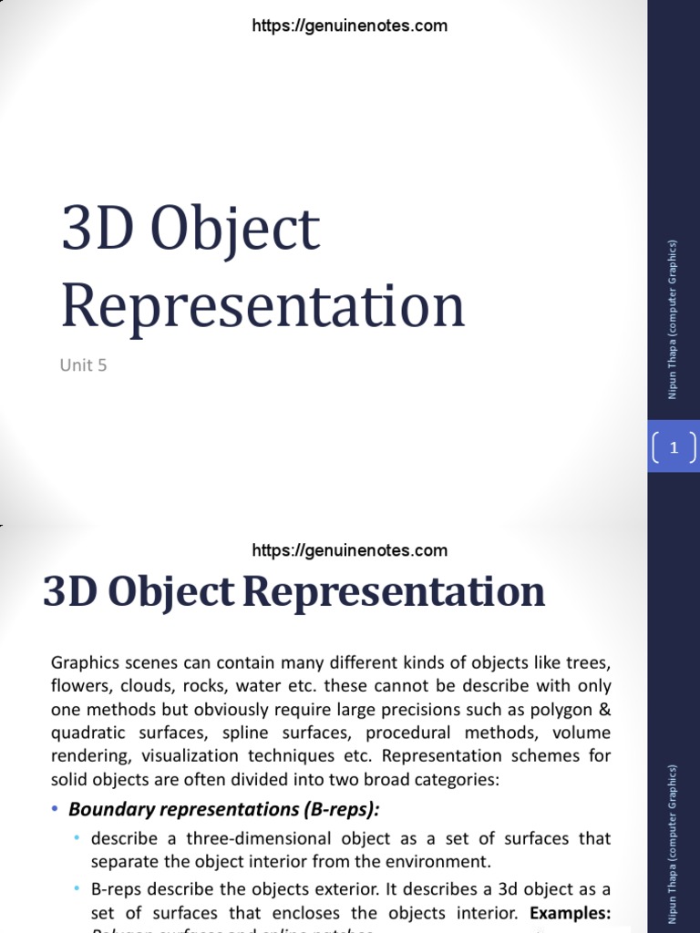 UNIT - 5 3D Object Representation | PDF | 3 D Computer Graphics | Curve
