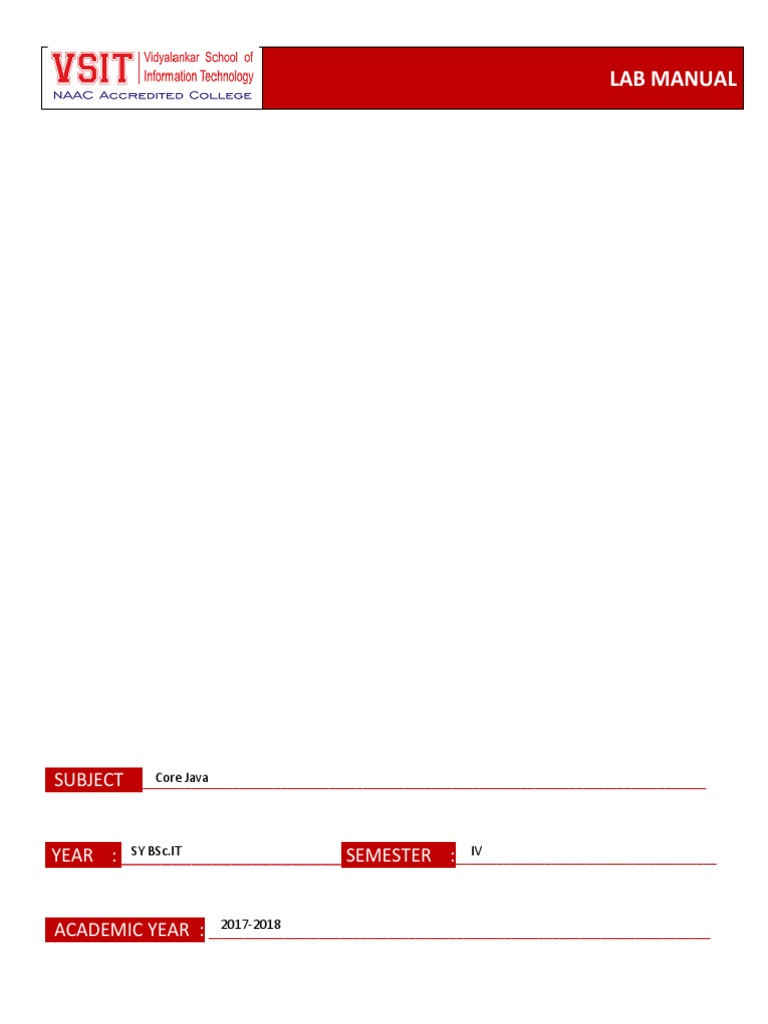 Lab Manual Core Java Pdf Class Computer Programming Method Computer Programming