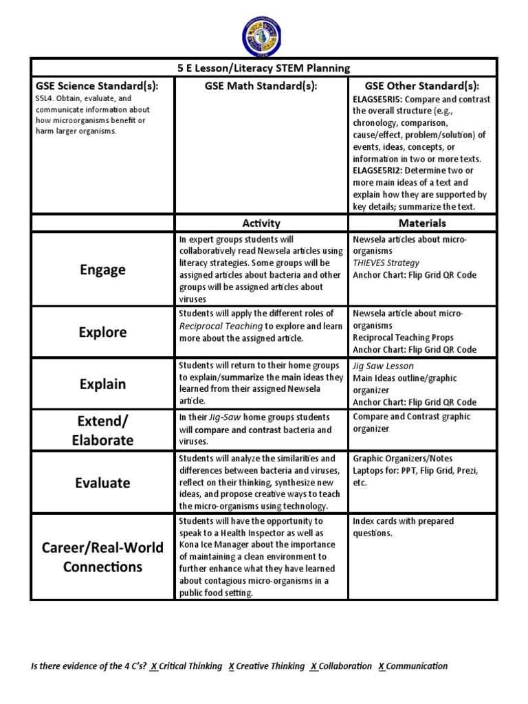 5th Grade Microorganisms Lesson Plan | PDF | Thought | Creativity