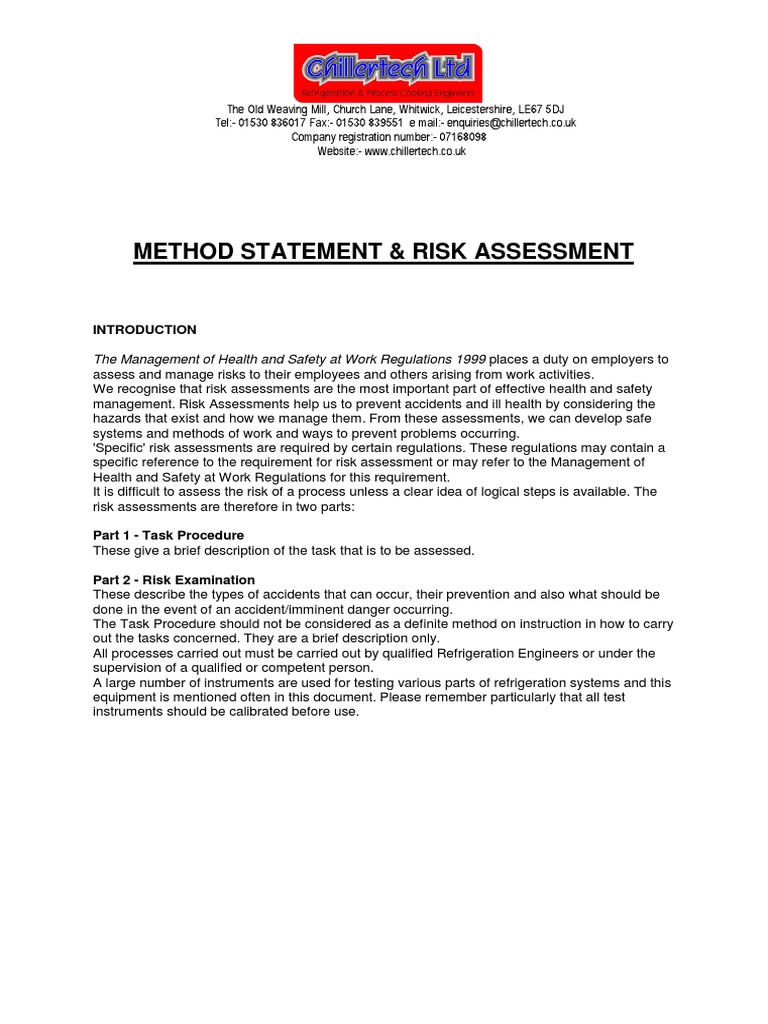 Method Statement & Risk Assessment | PDF | Pipe (Fluid Conveyance) | Welding