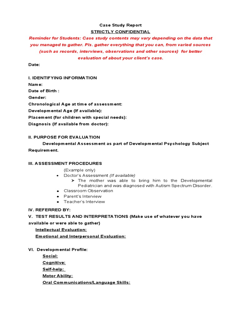 Case Study Report Format For DevPsych Class | PDF