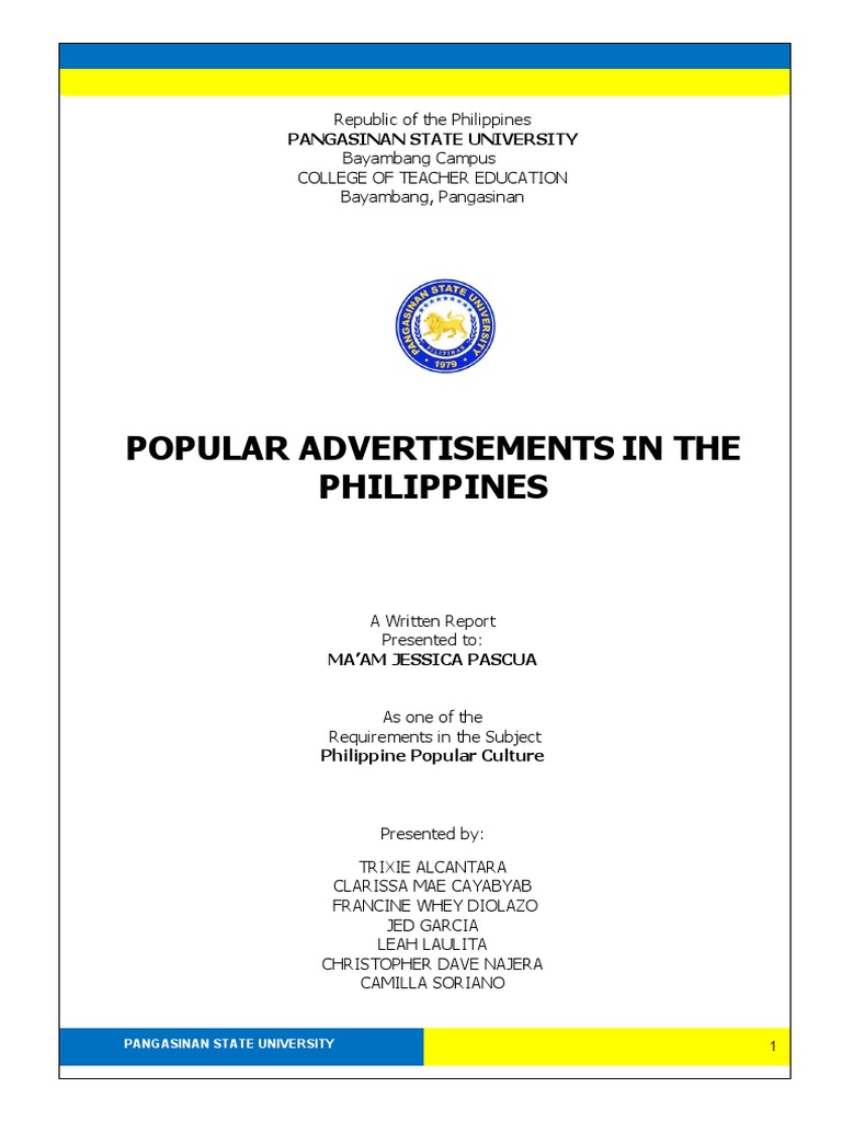 Popular Advertisements in The Philippines: Pangasinan State University ...