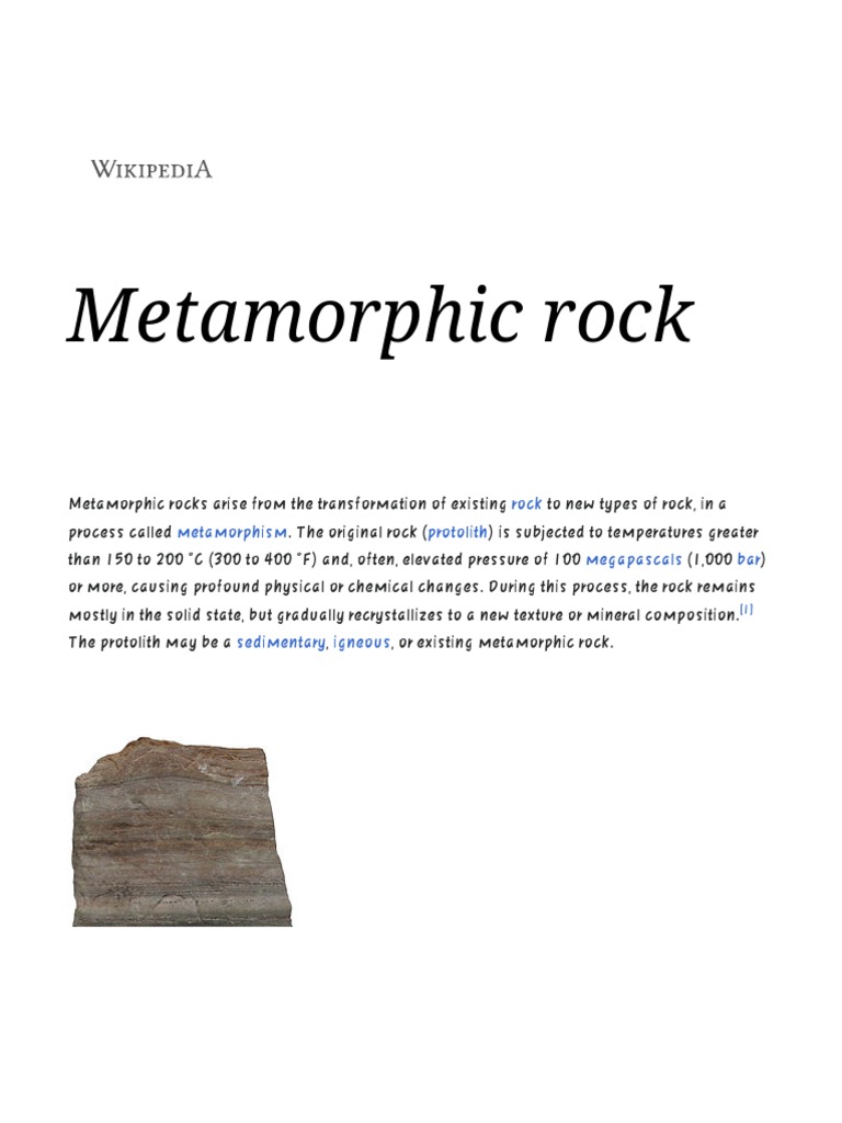 Metamorphic Rock - Wikipedia | PDF | Rock (Geology) | Rocks