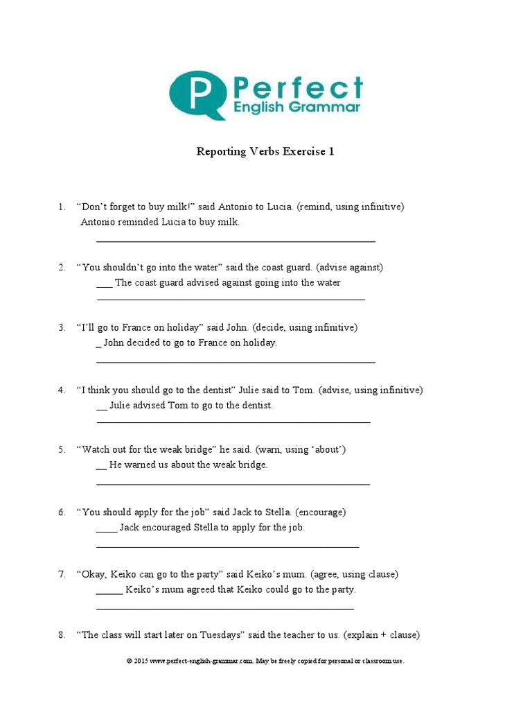 Reporting Verbs Exercise 1 | PDF | Semantic Units | Linguistic Typology
