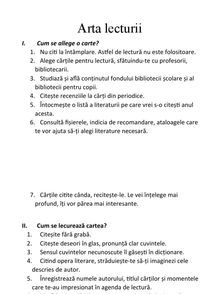 Arta Lecturii | PDF