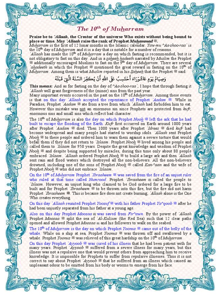 Significance of 10th Muharram | PDF | Husayn Ibn Ali | Noah