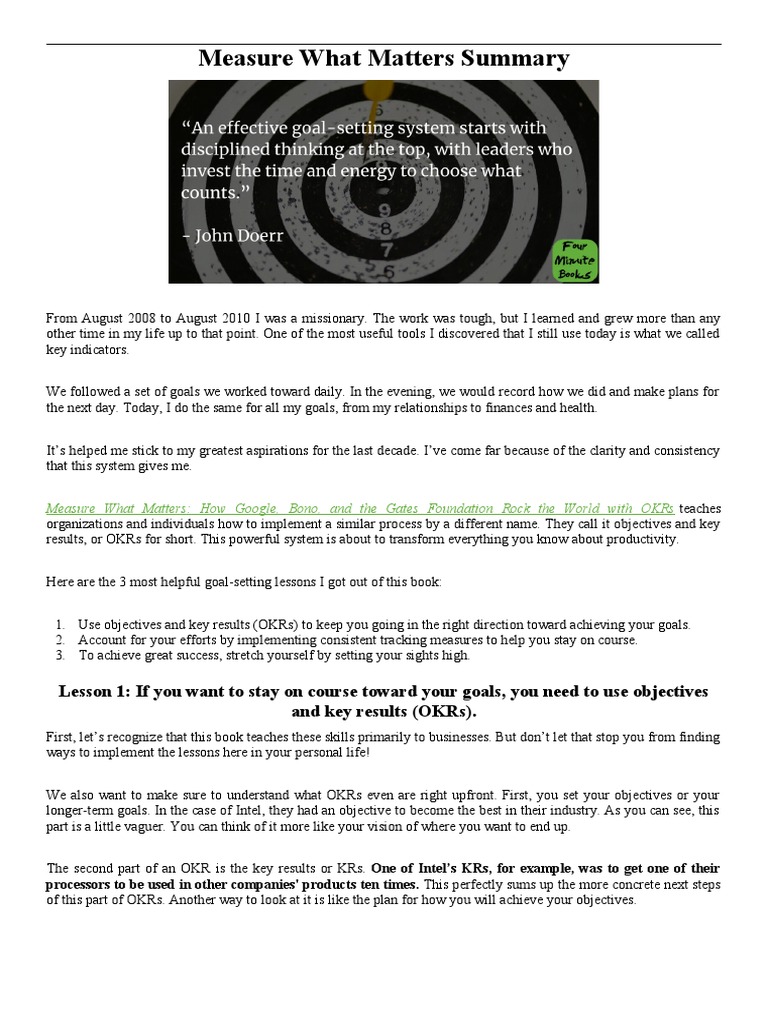 John Doerr - Measure What Matters | PDF | Goal | Cognition