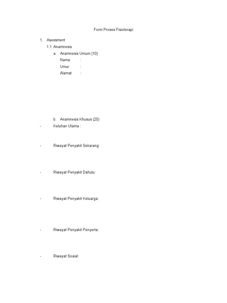 Form Proses Fisioterapi | PDF