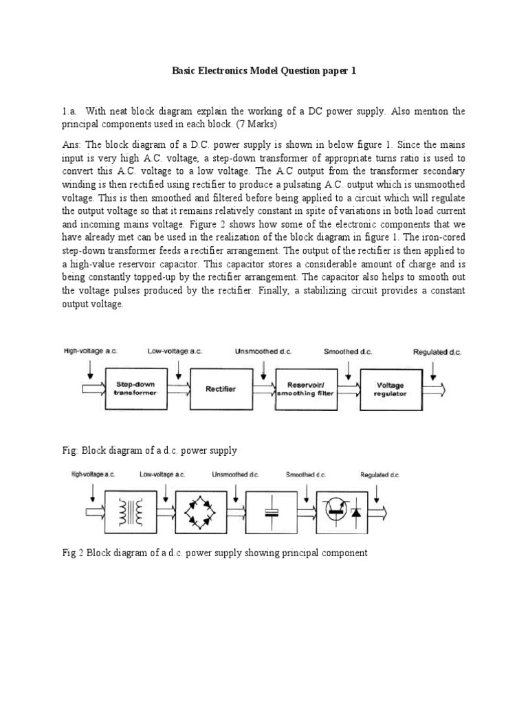 Basic Electronics Model Question Paper 1 | PDF | Rectifier | Amplifier