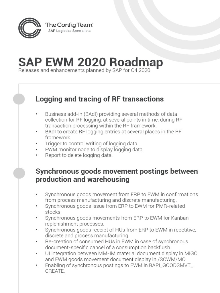 SAP EWM 2020 Roadmap: Logging and Tracing of RF Transactions | PDF ...