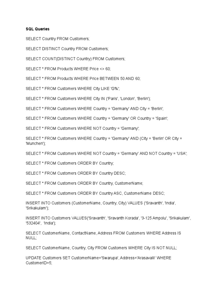 SQL Queries | PDF | Computer Data | Information Retrieval