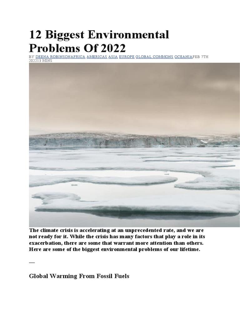 12 Biggest Environmental Problems of 2022 | PDF | Sea Level Rise ...
