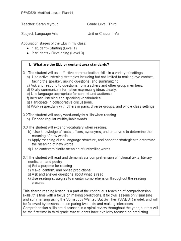 Annotated-Modified 20lesson 20plan 201 | PDF | Reading Comprehension ...