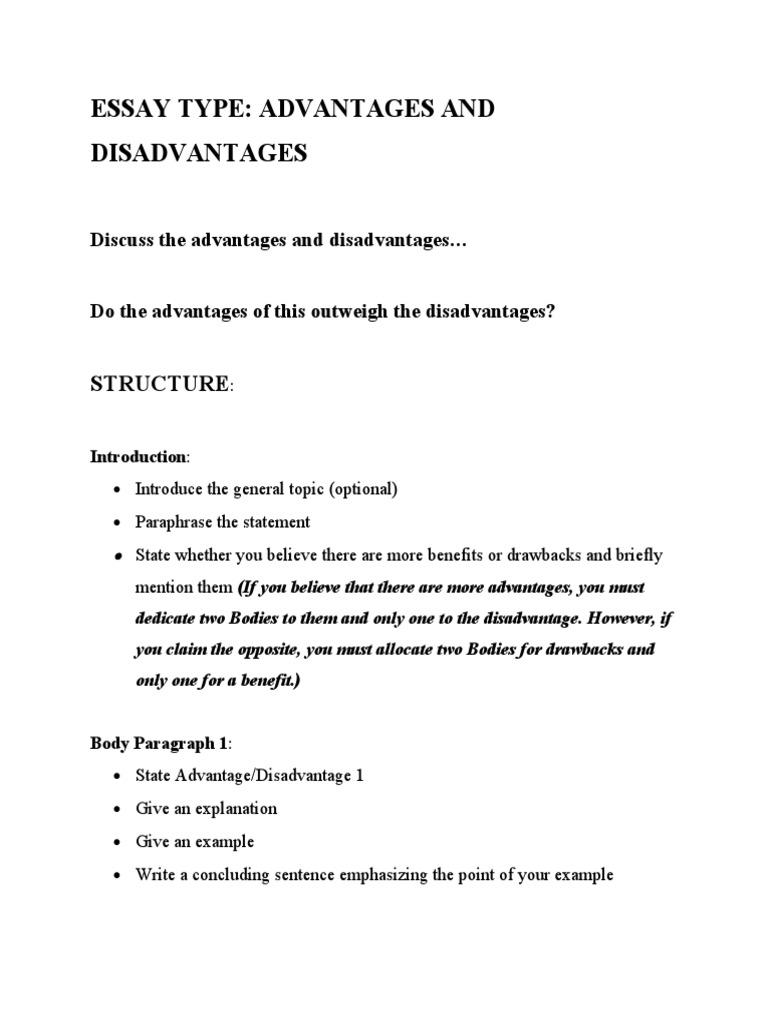 Advantages and Disadvantages Essay | PDF | Learning | Teachers