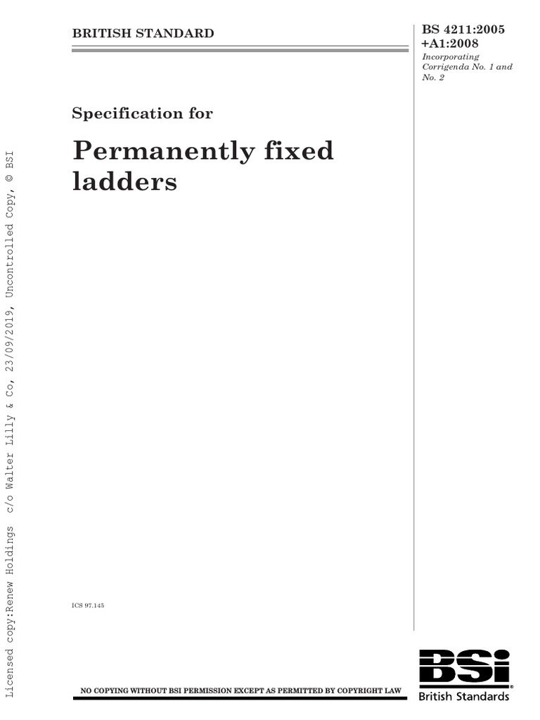 BS 4211-2005 - Permanently Fixed Ladders | PDF