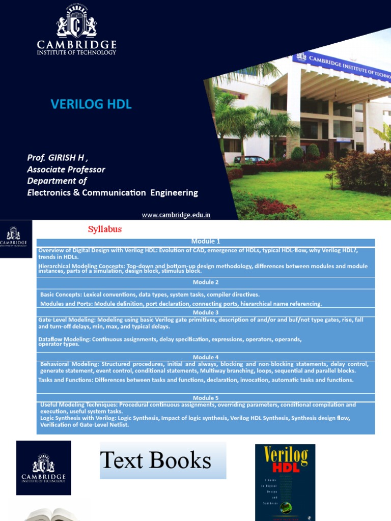 Verilog Hdl Syllabus Download Free Pdf Hardware Description Language Electrical Engineering
