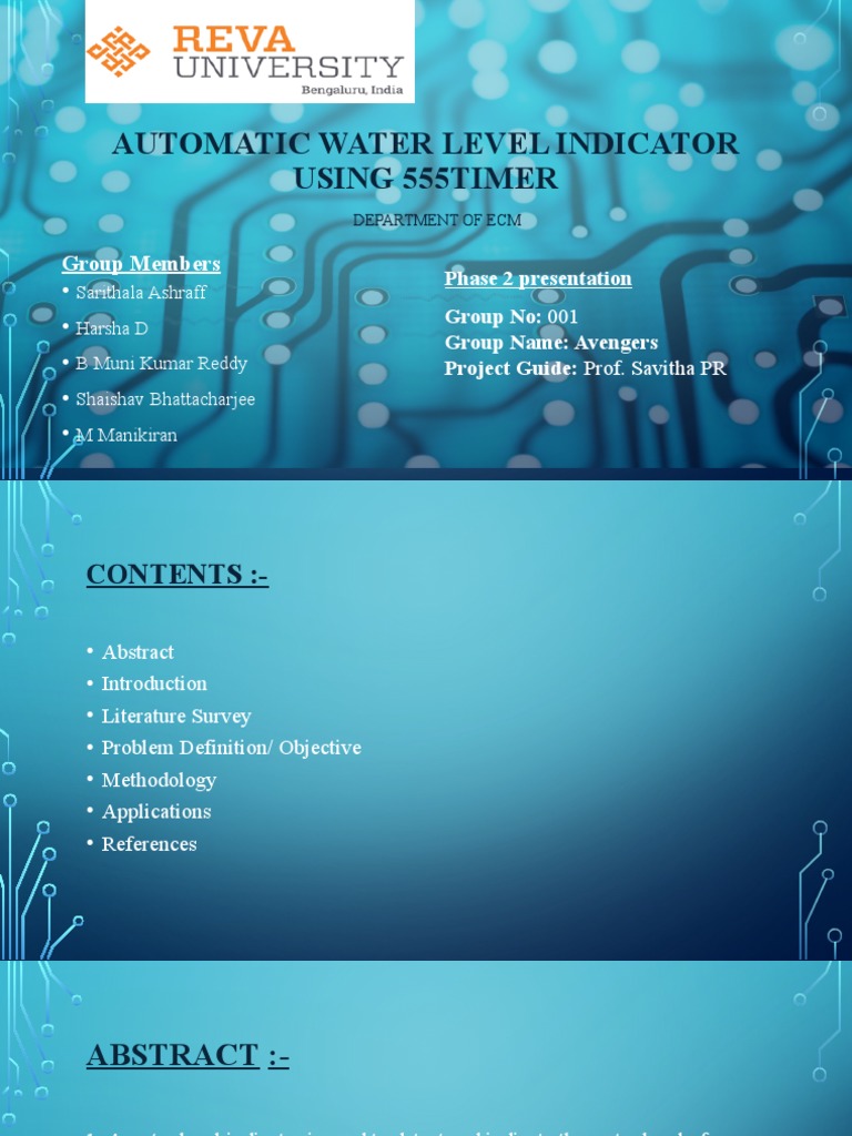 Automatic Water Level Indicator Using 555timer | PDF | Electrical ...