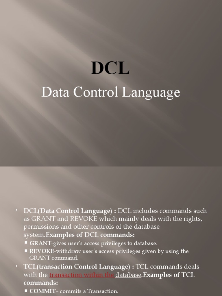 DCL Slide | PDF | Databases | Information Technology Management