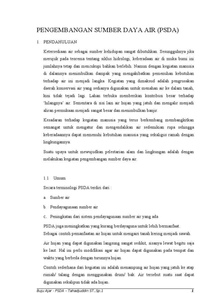 Buku Ajar PSDA 1 | PDF