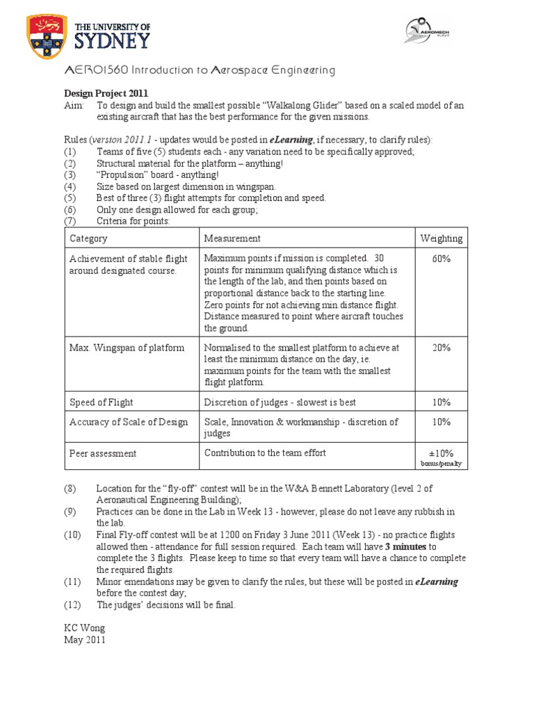 Walkalong Glider Design Project 2011 | PDF | Aircraft | Flight