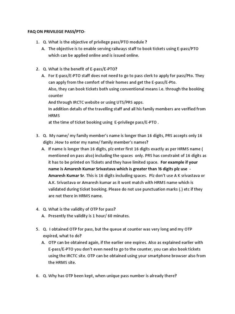 Faq Privilege Pass Pto | PDF | Computing