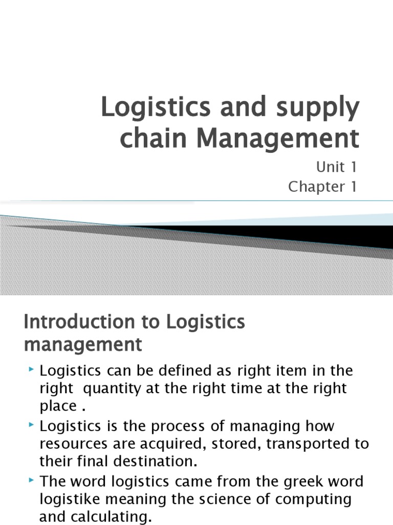 Logistics and Supply Chain Management Unit 1 Chapter 1 | PDF ...
