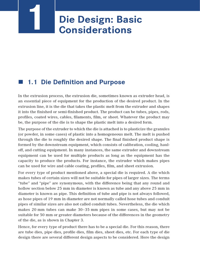 Die Design: Basic Considerations: 1.1 Die Definition and Purpose | PDF ...