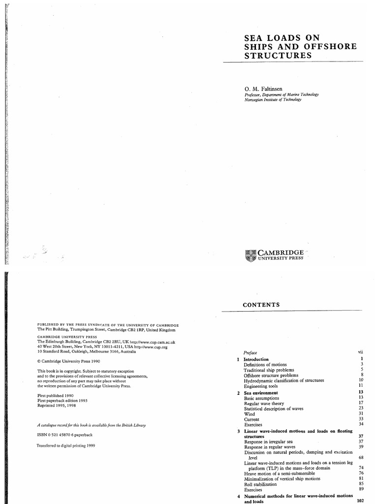 Sea Loads On Ships and Offshore Structures | PDF