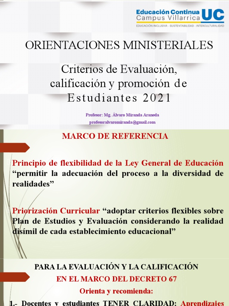 Orientaciones Ministeriales. Criterios de Evaluacion, Calificacion y Promocion 2021 | PDF ...