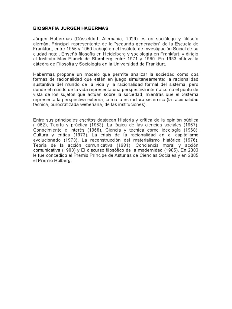 Biografia Jurgen Habermas | PDF