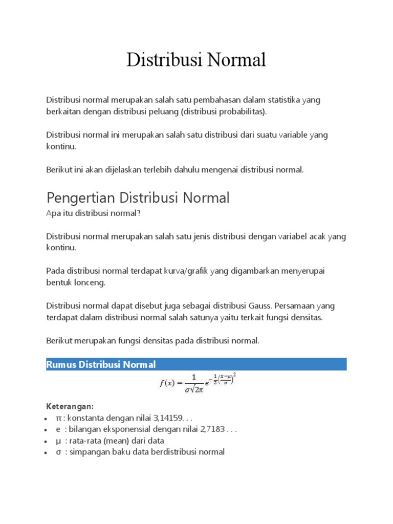 Distribusi Normal Gauss | PDF | Metode & Bahan Ajar