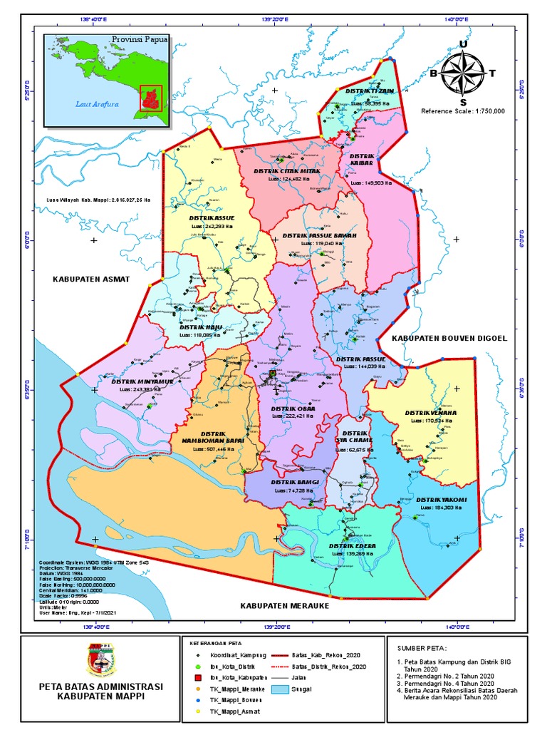 Peta Administrasi Kabupaten Mappi | PDF | Geography | Mathematical Notation
